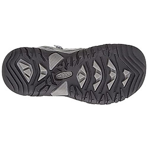 KEEN Ridge Flex Mid Height Waterproof Leather Hiking Boots, Grey/Blue Tint, 2 US Unisex Big Kid