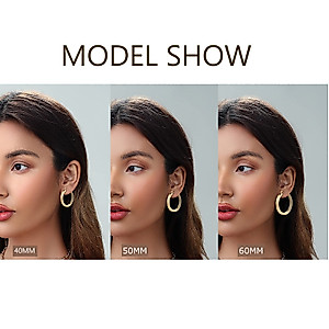 3 Pairs Big Gold Hoop Earrings Set for Women 14K Gold Plated, Hypoallergenic Stainless Steel Post Chunky Twisted Hoops Earring for Women Girls. (3 Gold Square Hoop)