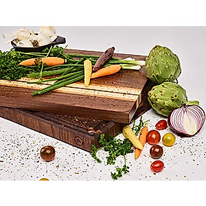 Sonder Los Angeles, Large Walnut/Cherry/Maple Wood Cutting Board for Kitchen, Charcuterie Wooden Board, Sorting Compartment, Reversible 17x13x1.1 in (Gift Box Included)