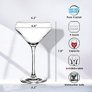 YIBEZ Martini Glasses, Set of 4 Cocktail Glasses, 12 OZ Crystal Coupe Glasses, Housewarming/Wedding Gifts
