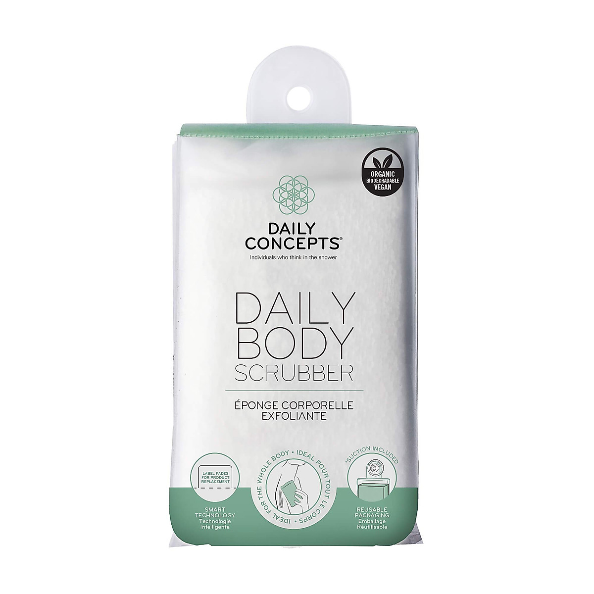 DAILY CONCEPTS Daily Body Scrubber, Soy-Based And Organic Cotton. For The Whole Body. The Bath Sponge Deeply Cleanses The Skin And Creates A Rich Foamy Lather. Exfoliation
