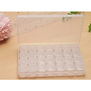 JESEP YONG 112 Slots 4 Pack 28 Grids Plastic Organizer Box Clear Beads Storage Container Jewelry Case for Art DIY Crafts , Nail Diamonds ,Jewelry , Painting