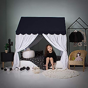 PETITE MAISON Kids Closet - Dress up Clothing Garmet Rack, Hanging Costume Organizer with Cute House Frame, Handmade Premium Quality, 25" x 17" x 59", Aluminium Super-Light, Large Black