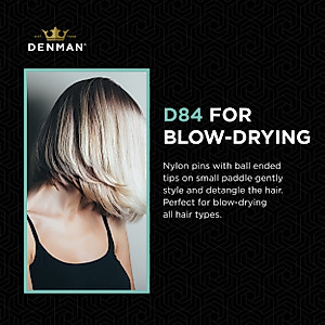 Denman (Black) Mini Paddle Cushion Hair Brush for Blow Drying, Detangling & On the Go Travel - Comfortable Styling, Straightening & Smoothing - For Women and Men, D84