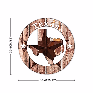 Men Wall Décor Metal Signs Outdoor Texas Lone' Star Home Map Country Gifts Posters Western State Flag Patriotic Farmhouse Tin Signs for Living Room Restaurants Entryway Wall Decor 12x12in Round