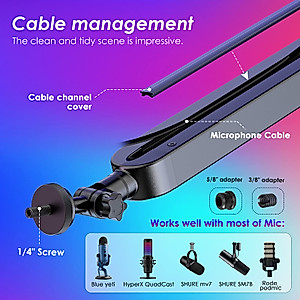 Mic Boom Arm Compatible with Fifine Microphone, Shure SM7B, MV7, Blue Yeti Mic, HyperX QuadCast Mic, Rode Podmic and Most Podcast Microphones, Premium Microphone Arm Stand by YOUSHARES