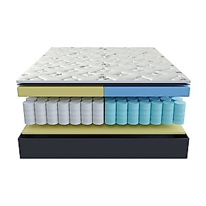 Greaton 12" Half-Firm, Half-Soft Dual Comfort Hybrid Memory Foam Pocket Coil Spring Mattress for Couples - Pressure Relieving, Motion Isolating Sleep System for Personalized Luxury Rest - Queen, Black