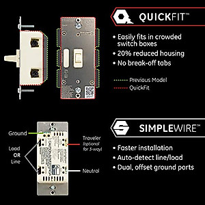 Enbrighten Almond Z-Wave Plus Smart Light Switch with QuickFit and SimpleWire, 3-Way Ready, Compatible with Alexa, Google Assistant, ZWave Hub Required, Repeater/Range Extender, Toggle, 14293