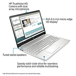 HP 15-inch HD Laptop, AMD Ryzen 7 3700U Processor, 8 GB RAM, 256 GB SSD, Windows 10 Home (15-ef0022nr, Natural Silver) (Renewed)