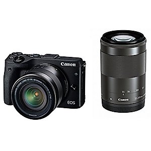 Canon EOS M3 Mirrorless Camera (Black) with EF-M 18-55mm IS STM and EF-M 55-200mm IS STM Lenses - International Version (No Warranty)