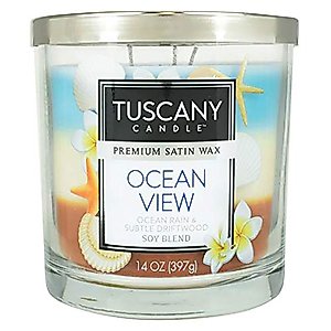 Tuscany Candle Ocean View Premium Satin Wax Candle 14oz, Blue