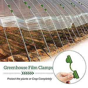40pcs Greenhouse Clamps, 6mm PP Double Head Fixed Greenhouse Clamp, Plant Stakes Garden Snaps Pipe, Netting Hoop Row Cover, for Home Garden Season Plant Extension Support(Green)