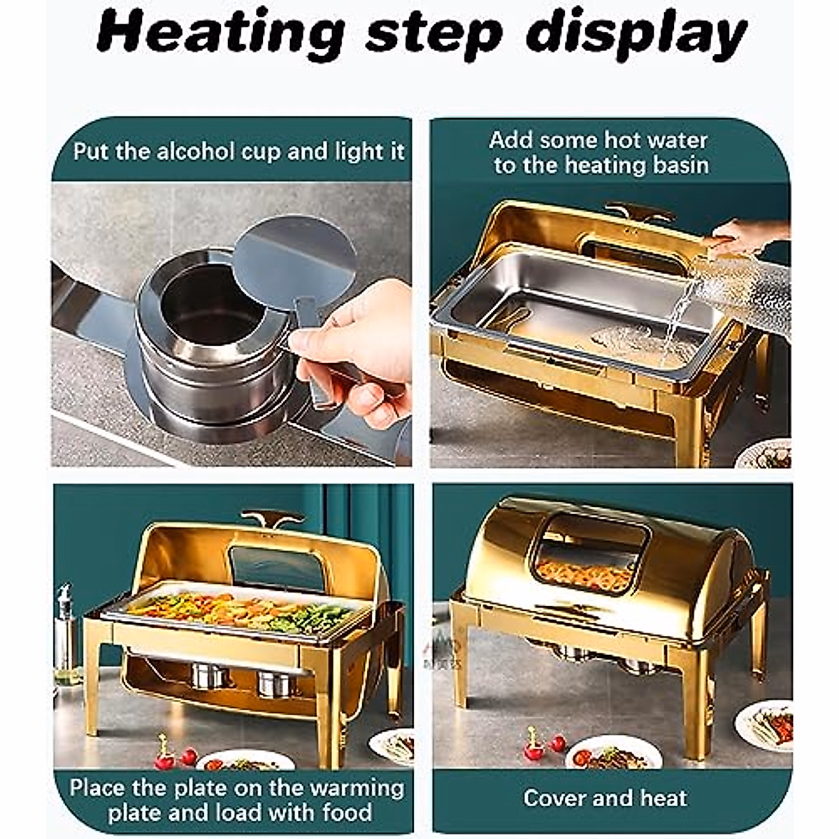 Electric Buffet Server,Food Warmer Tray, Adjustable Temperature, Portable Chafing Dish, Catering Buffet Serving Tray,Stainless Steel Material,uitable for Hotels, Restaurants, Parties