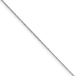 The Black Bow 0.8mm, 10k White Gold, Diamond Cut Cable Chain Necklace, 20 Inch