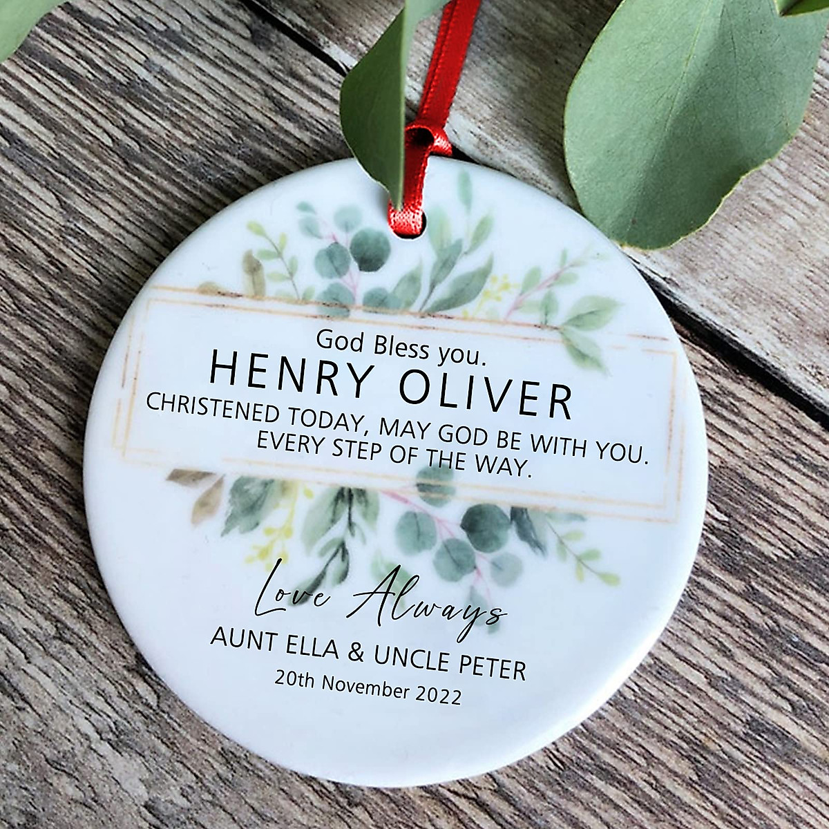 Jocidea Personalized Baptism Ornaments, Christmas Onament for Godson Christenings Gifts for Boys Keepsake for Christenings Baby Christening Gifts Godson Gifts from Godmother