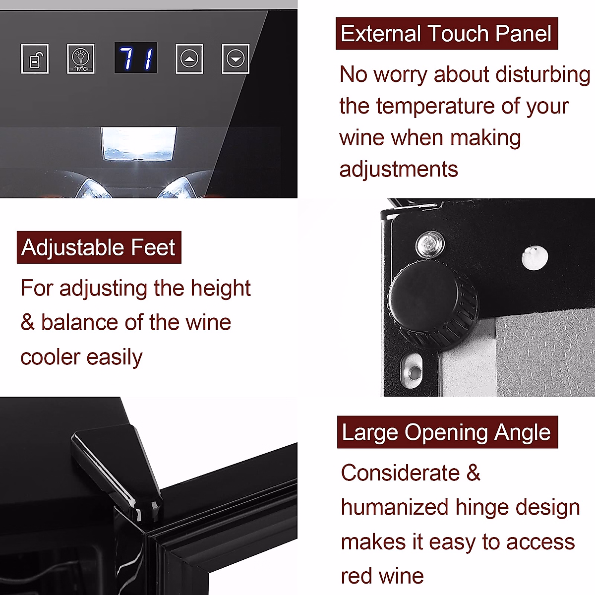 12 Bottle Wine Cooler Refrigerator Inverter Compressor Wine Fridge Cabinet for Countertop or Table Home Freestanding with Lock,Quiet Operation Adjust Temperature 41°F-64°F Small Cooling Wine Cellar for Alcohol Drinks With Digital Touch Display