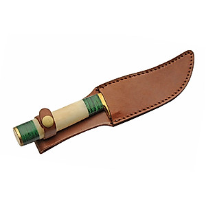 Green Mosaic Camel Bone 10.25" Stainless Steel Hunting Knife