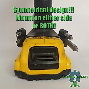 Side Mount MAGNETIC Bit Holder for Dewalt 20V or Craftsman V20 Drill or Driver - 2 Slot Pass Thru (Black) - Galactic Gadgets