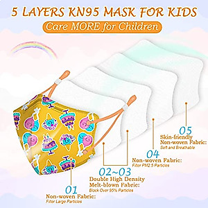 Kids KN95 Masks for Children, 50 Pack 5 Ply KN95 Mask for Kids with Adjustable Earloop, Multicolor Print Children's Mask Breathable Face Masks for Girls Boys