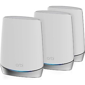 Netgear Netgear Orbi RBK753 - Wi-Fi System (Router, 2 Extenders) - Up to 7,500 Sq.ft - Mesh - GigE, 802.11ax - 802.11a/b/g/n/ac/ax - Tri-Band - RBK753-100NAS (Renewed)