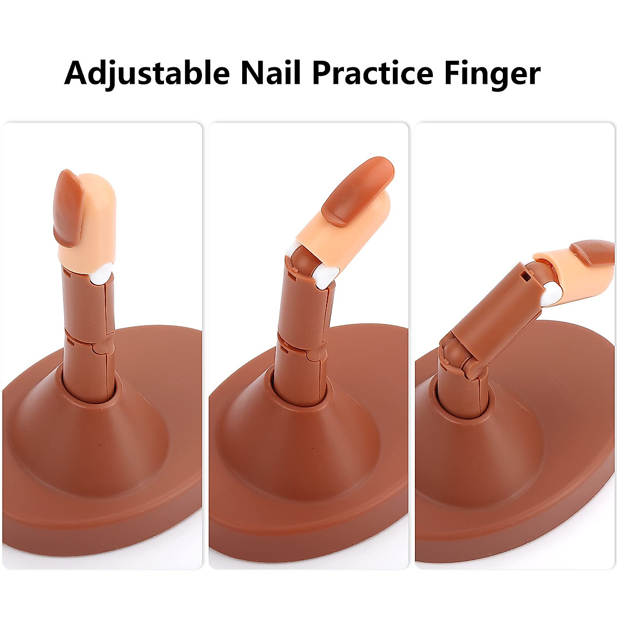 Nail Practice Fingers for Acrylic Nails-Flexible Nail Art Training Manicure Fingers Set for Hands, 1PCS Fake Finger to Practice Fake Nails with Base Stand and 100PCS Nail Tips