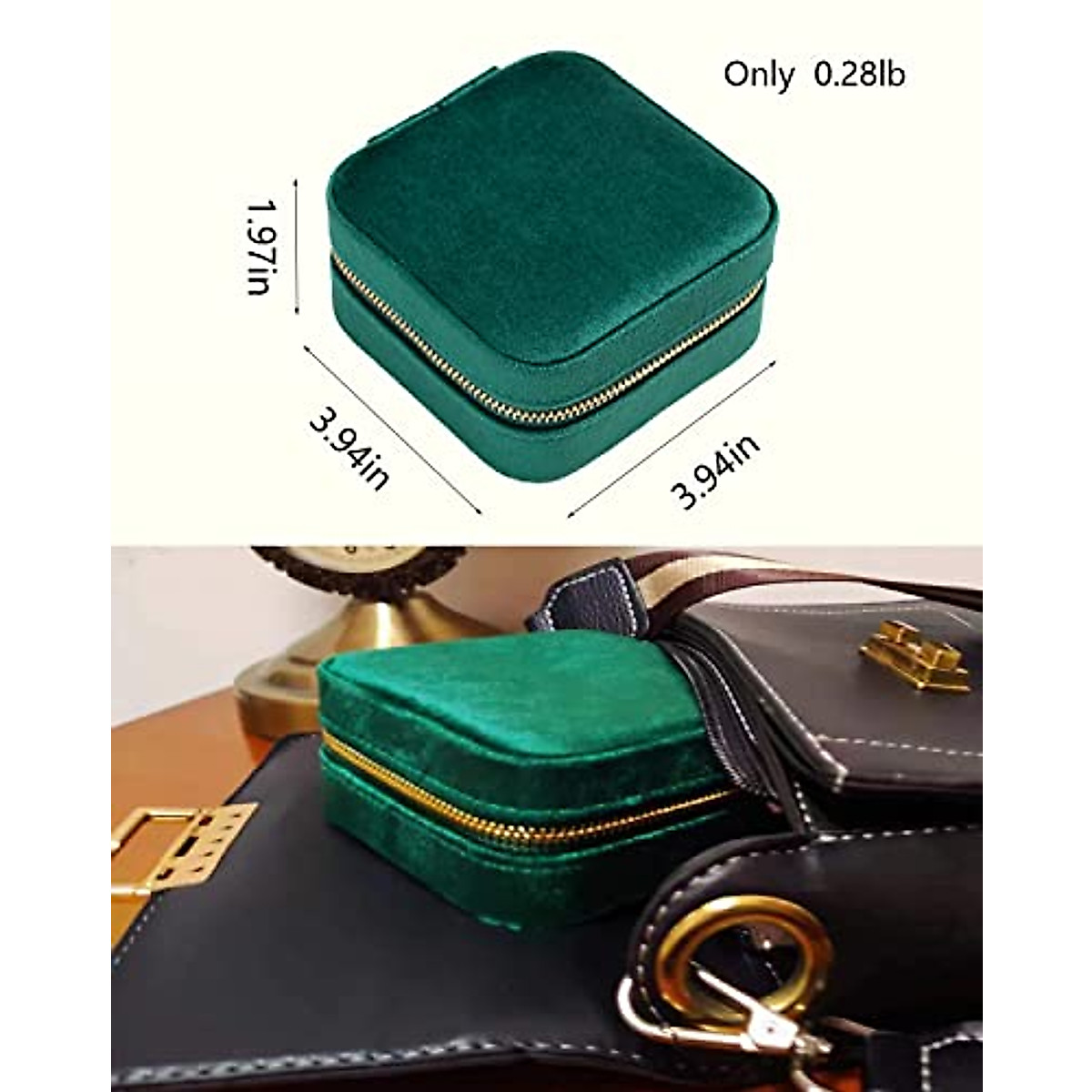 ilycase Velvet Jewelry Box,Travel jewelry Box organizer,Earring Organizer with Mirror,Jewelry Travel Case,travel jewelry box (Green)
