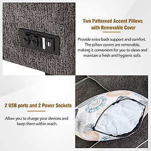 Pull Out Couch Sectional Sleeper Sofa L Shaped Convertible Sofa Bed with 2 USB Ports, 2 Power Sockets and 3 Pillows for Living Room, Bedroom, Office, 83" Brown