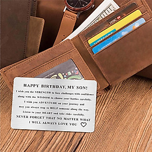 MXRSDF Son Birthday Card - Son Bday Gift - Son Engraved Wallet Card