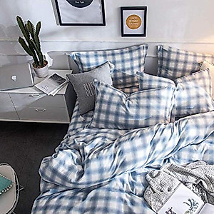 Merryfeel Duvet Cover Set,100% Cotton Rustic Plaid Flannel Comforter Cover with 2 Pillowshams, 3pieces Bedding Set -King