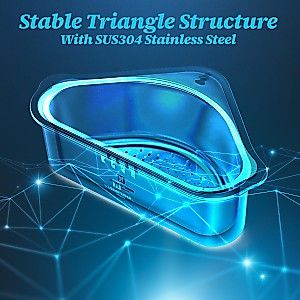 WAGENSTEIGER Triangular Stainless Steel Sink Cady, Sponge Holder/Multifunctional ; Sink Colander, Kitchen Sink Food Filter, Sink Strainer for Kitchen Waste & Food Scraps, Food Catcher Collector