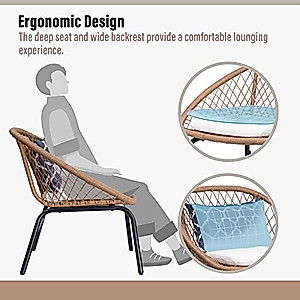 LAUSAINT HOME 3 Piece Patio Bistro Set, Outdoor Wicker Patio Furniture Sets with 2 Wide Chairs and Coffee Table, All-Weather Patio Conversation Set with Diamond Weave Design for Backyard, Balcony