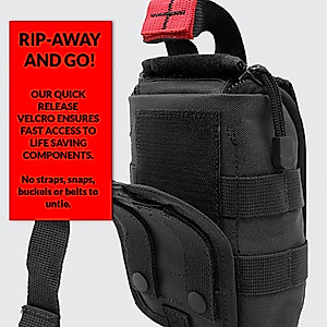 Meditac Premium Tactical Trauma IFAK Kit with Celox Hemostatic Granules, SOF Tourniquet and Pressure Bandage in Molle Pouch, Bleeding Control Kit (Black)