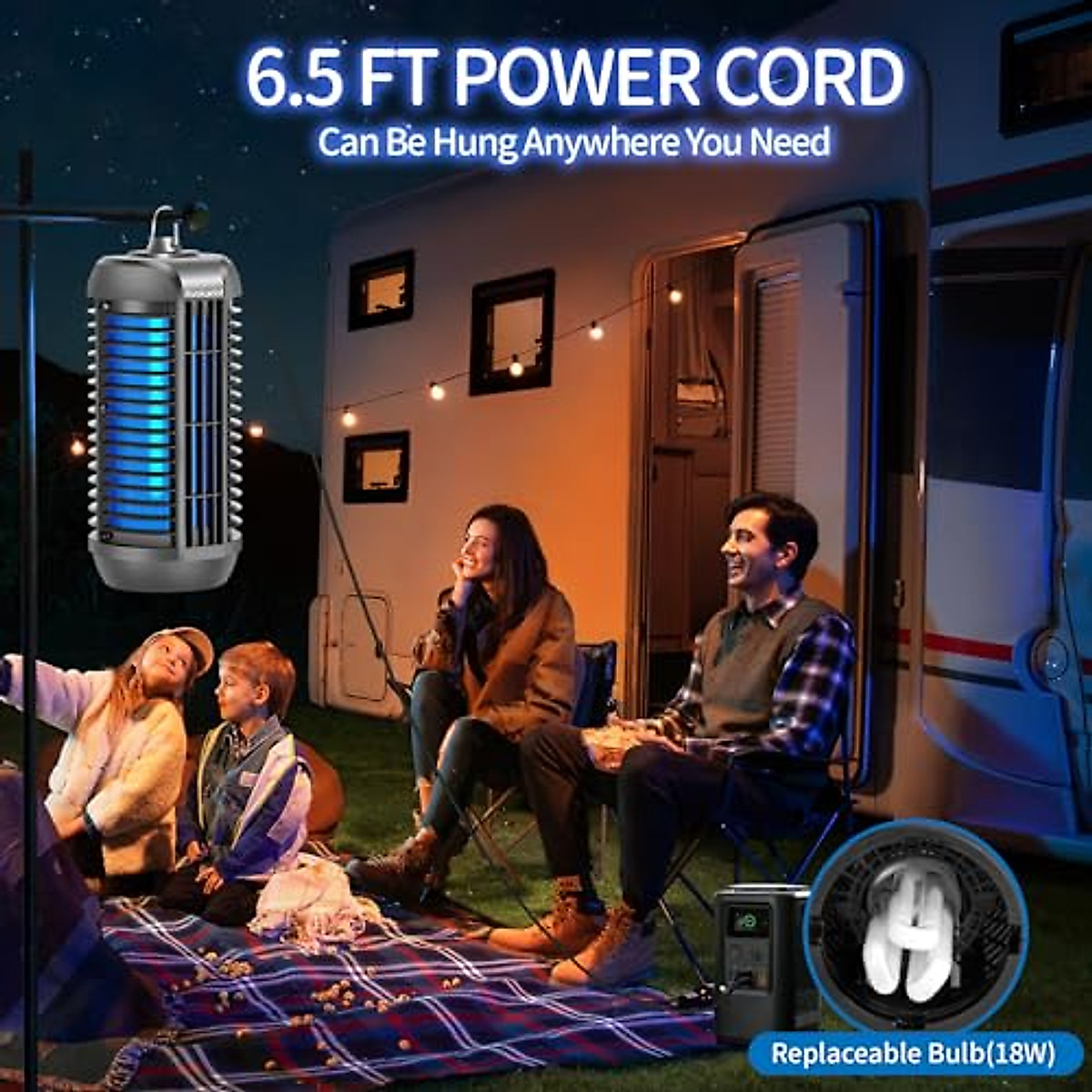 Avokadol Bug Zapper Outdoor Indoor, 18W Bulb Mosquito Zapper with 6.5 FT Power Cord, 4200V High Powered Fly Trap Indoor for Home, Mosquito Trap Cover 2100 SQ.FT. -Ideal for Backyard, Garden, Patio.