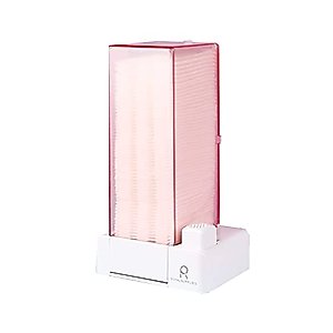 TTSITG Automatic Cotton Pad Dispenser, Square Press Out Cosmetic Cotton Makeup Removers Pad Holder Makeup Cotton Pads Organizer for Bathroom Vanity Countertop (Pink)