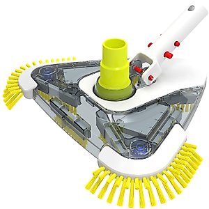 Cheerclean Pool Vacuum Head with Corner Bristles EZ Clip Handle Universal Swivel Connector for Pool Hose Above Ground Pools Inground Pool
