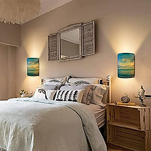 CAKOJV188 Battery Operated Wall Sconces Wireless Wall Lamp Fixtures Beautiful sea Landscape Morning Thailand Horizontal sea Sky Sea View Dimmable Wall Lights for Bedroom Living Room Hallway Set of 2