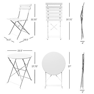 Grand patio 3-Piece Bistro Set Folding Outdoor Furniture Sets with Premium Frame Portable Design for Bistro & Balcony, White