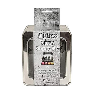 Ranger Ink Tim Holtz Distress Oxide Spray Storage Tin Holds 12 Bundled with 1 Artsiga Crafts Small Project Bag