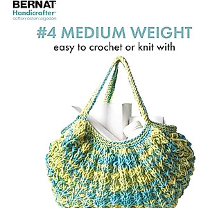 Bernat Handicrafter Cotton Yarn, Gauge 4 Medium Worsted, Blue Camo