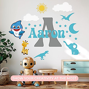 Multiple Font Personalized Name & Initial Vinyl Wall Decor I Nursery Wall Decal for Boy & Girl Decoration I Stickers Aesthetic I Multiple Options for Customization