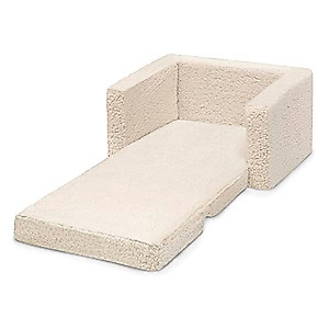 Delta Children Cozee Flip-Out Sherpa 2-in-1 Convertible Chair to Lounger for Kids, Cream