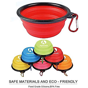 AGECASH A Collapsible Dog Bowl for Travel, 6 Pack Portable Silicone Pet Bowl, Expandable for Cat Dog Water Bowl Dish Feeding, Portable Dog Bowl with Carabiners for Walking Parking