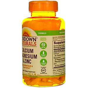 Sundown Naturals Calcium Magnesium and Zinc Caplets - 100 ct, Pack of 6