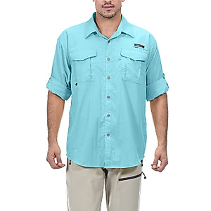Little Donkey Andy Men's UPF 50+ UV Protection Shirt, Long Sleeve Fishing Shirt, Breathable and Fast Dry Blue XXL