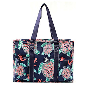 N Gil All Purpose Organizer Medium Utility Tote Bag (Sea Turtle Navy Blue)