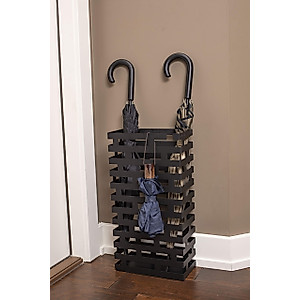 BIRDROCK HOME Umbrella Holder Stand with Removable Water Tray - Large - Rain Collection - Entryway - Decorative Metal Freestanding Rack Organizer - Cane Walking Stick Holder Black