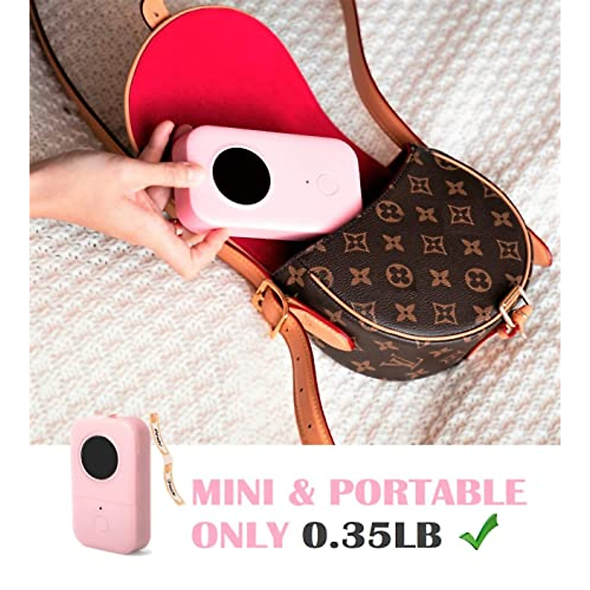 Phomemo Label Printer, D30 Mini Label Maker Machine with Tape, Phone Label Makers,Bluetooth Connection,Home Office School Organization,Gift for Men,Woman (USB Rechargeable)-Pink