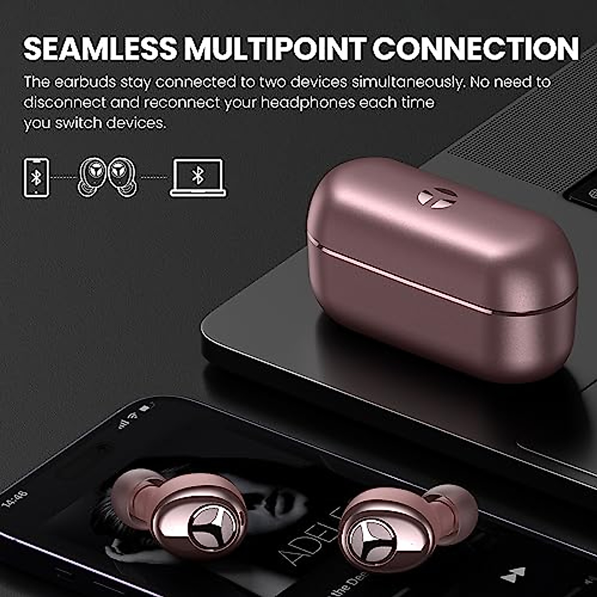 TRANYA T6 Wireless Earbuds with Qualcomm aptX Adaptive Audio, CVC 8.0 Noise Reduction Bluetooth Earphones, Multipoint Connection, Customized APP, IPX5 Waterproof Headphones for Sports