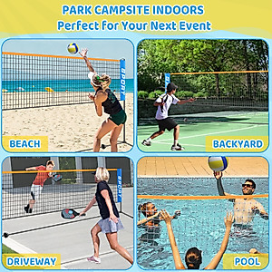 Pickleball Net, Pickleball Set with Net, Indoor Outdoor 17ft x 3-5ft Height Adjustable Pickle Ball Net, Pickleball, Badminton, and Volleyball All-in-One Net w/Pickleball Paddles, Badminton Rackets