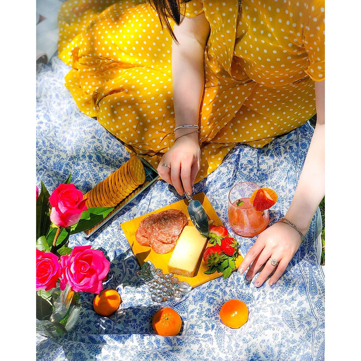 Arthur Court Designs Bamboo Cheese Board with Aluminum Grape Accent Cracker Tray and Spreader 8.5 inch x 8.5 inch board